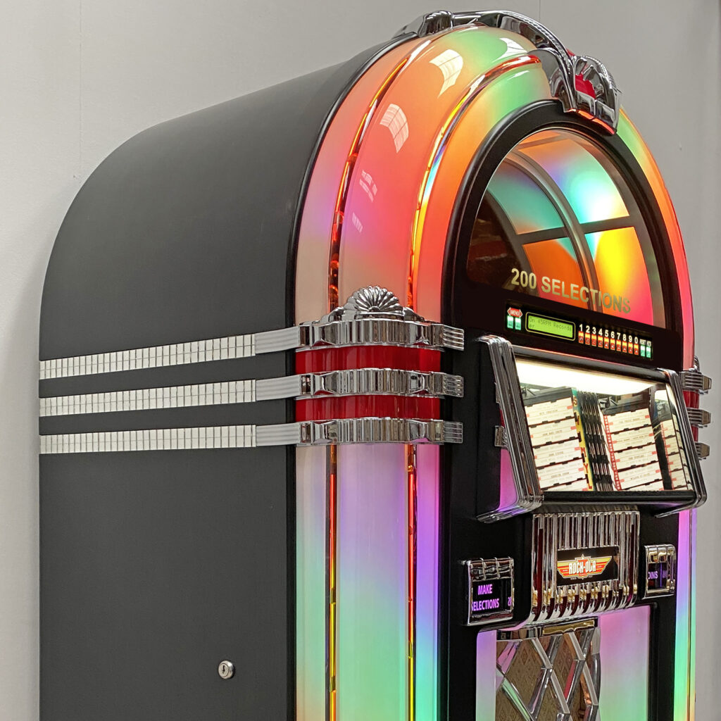 Rock-Ola BUBBLER 200 Selections VINYL JUKEBOX Black Satin – Wurlitzer-Shop