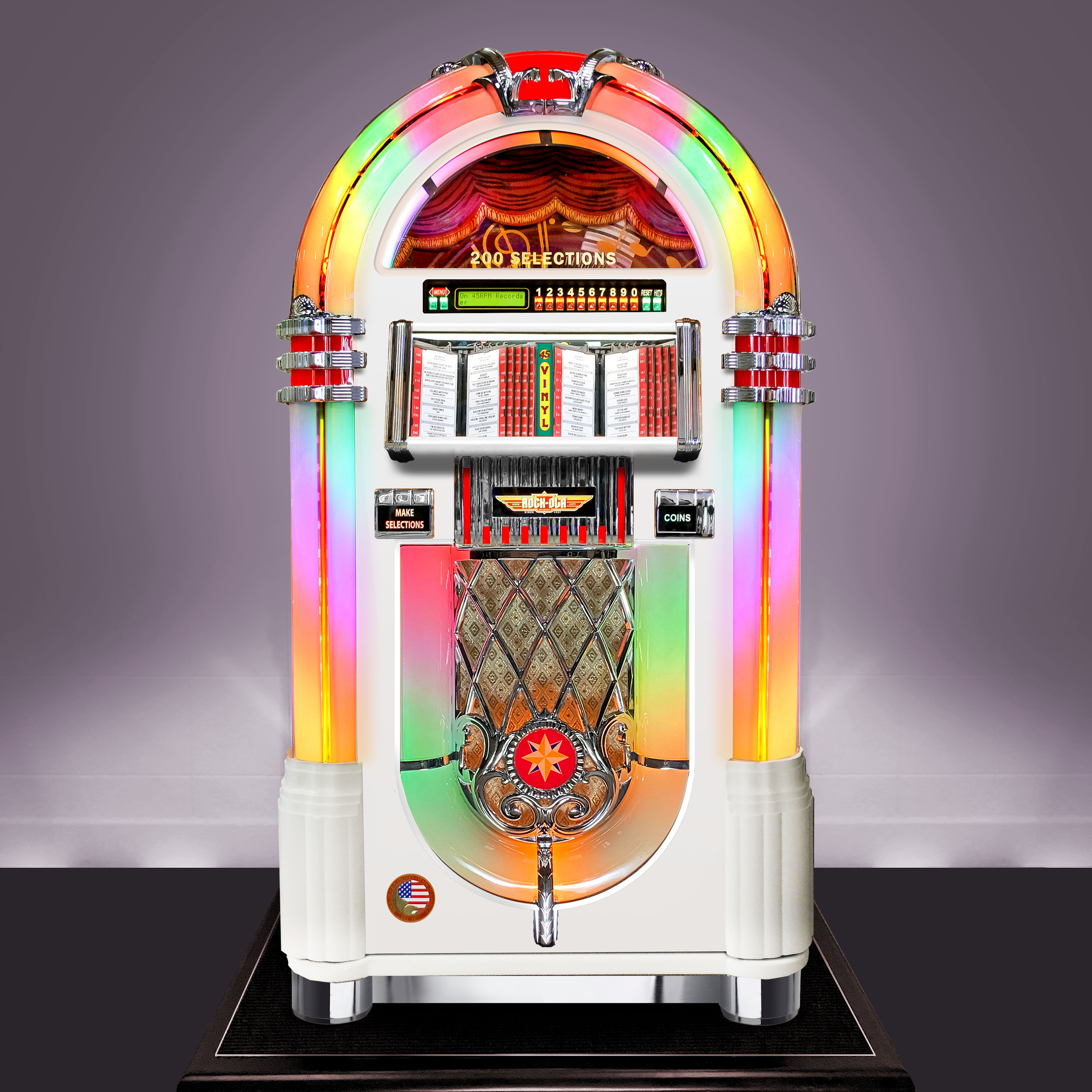 Rock-Ola BUBBLER 200 Selections VINYL JUKEBOX White | Wurlitzer-Shop